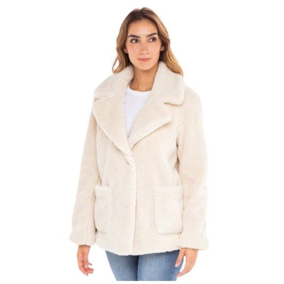 Sebby | Jackets & Coats | Nwt Sebby Ivory Teddy Bear Snap Button Jacket ...